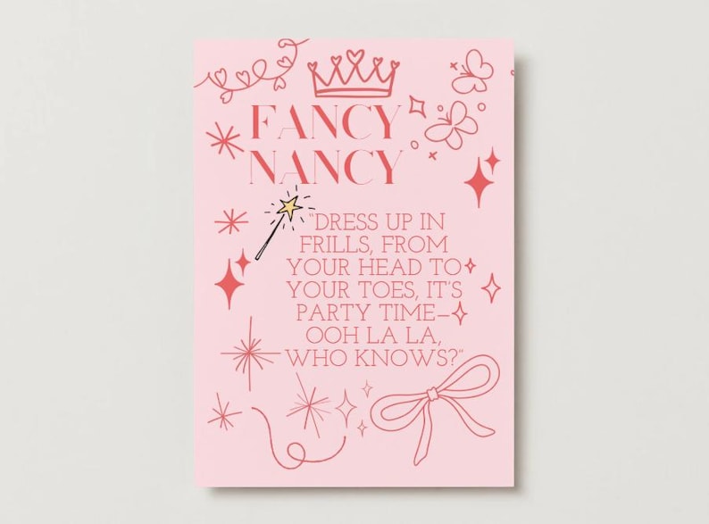 Fancy Nancy Birthday Invitation: Editable Canva Template - Etsy