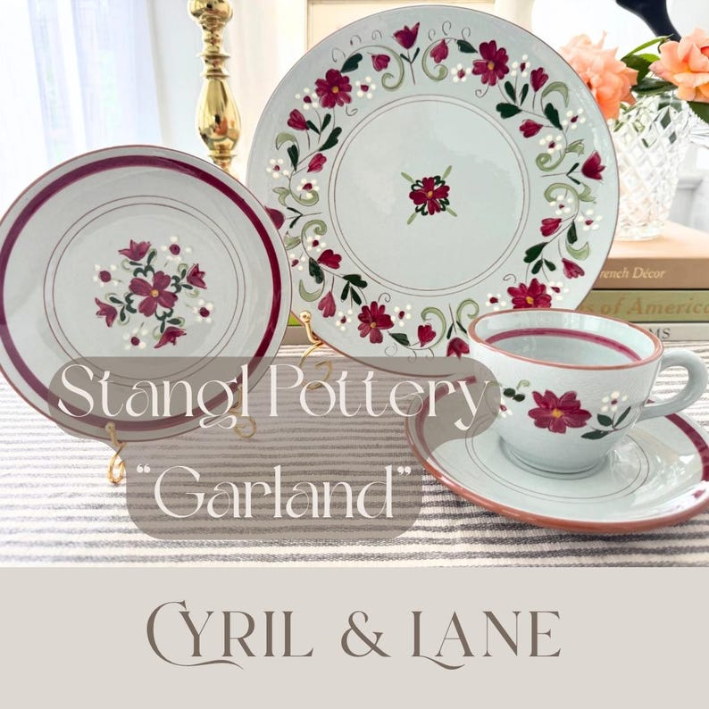 Vintage Stangl Pottery Garland Dinnerware Set: Hand-painted Floral MCM ...