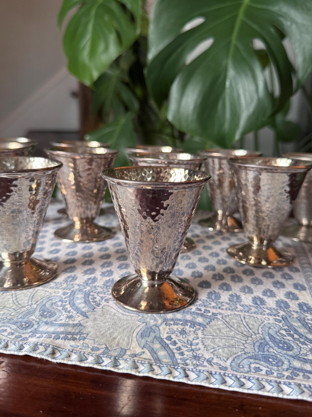Vintage Hammered Cocktail Cups | Apollo EPNS Nickel Silver Goblets, Set ...