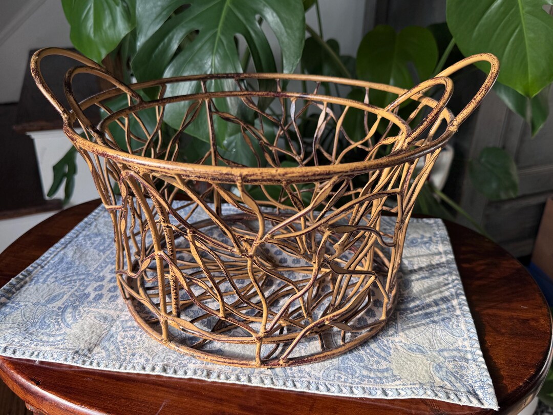 Set of Two Nesting Metal Twig Baskets | Rustic Branch Design ...