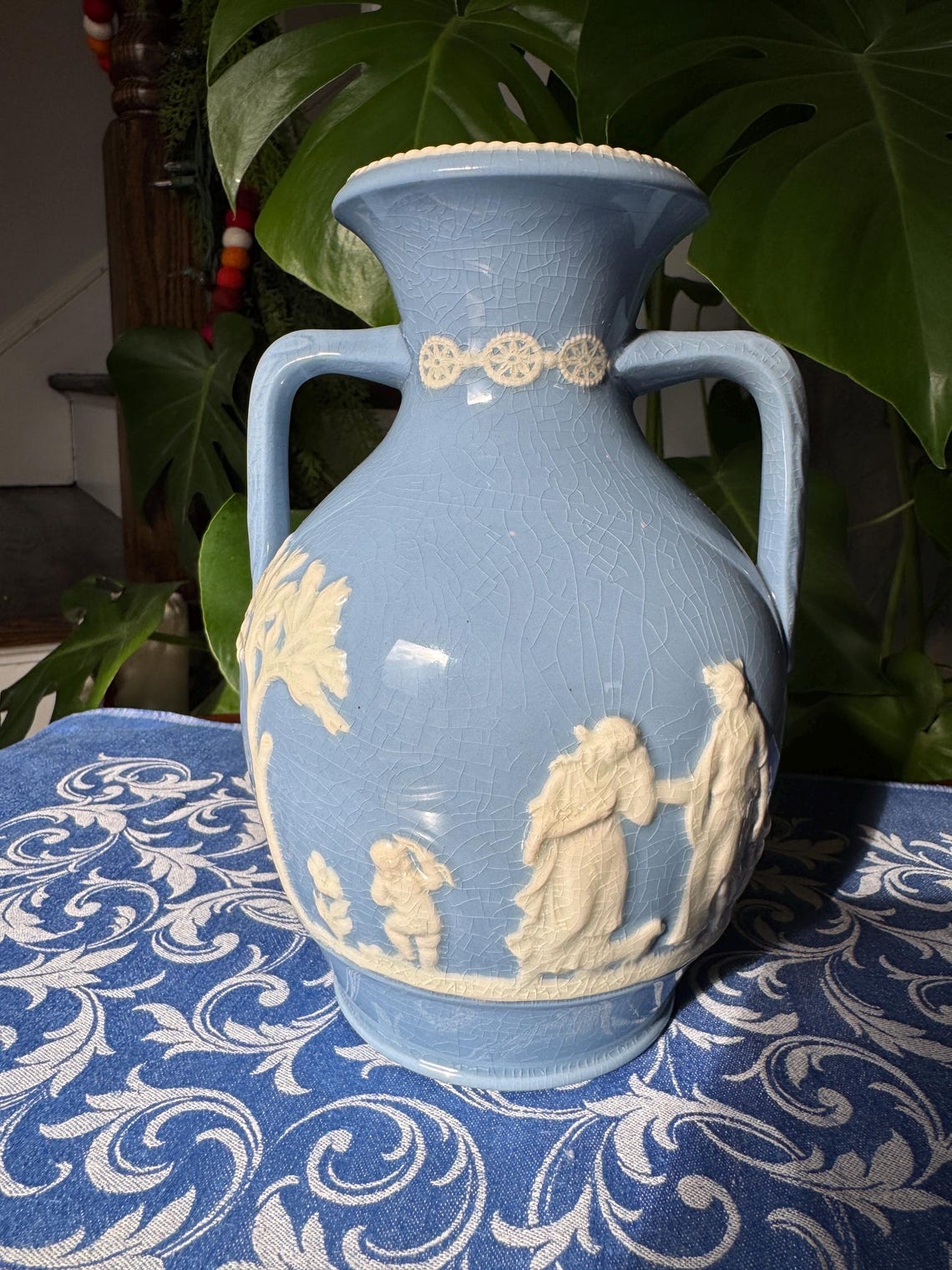 Antique Dudson Brothers Vase • Blue Staffordshire Pottery With Handles ...