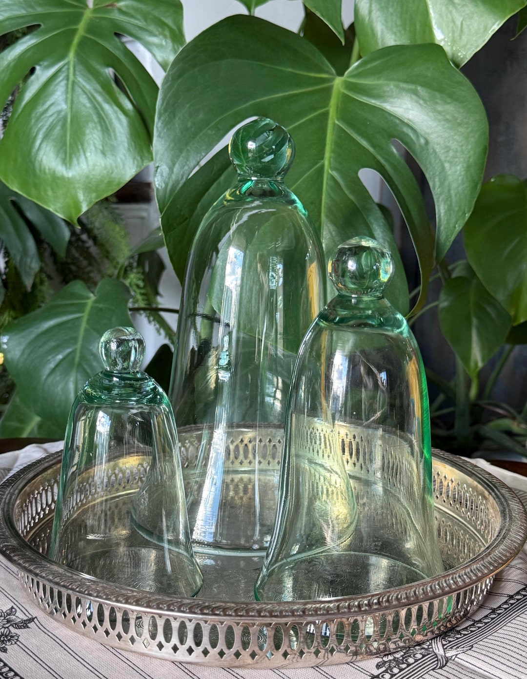 Vintage Bell Glass Cloches | Set of 3 Nesting Glass Domes | Display ...