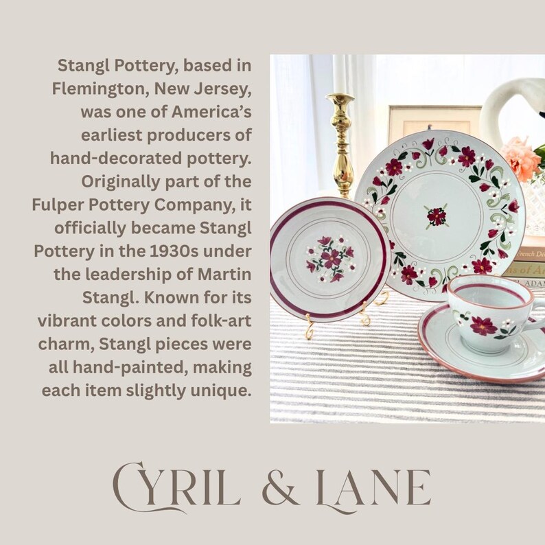 Vintage Stangl Pottery Garland Dinnerware Set: Hand-painted Floral MCM ...