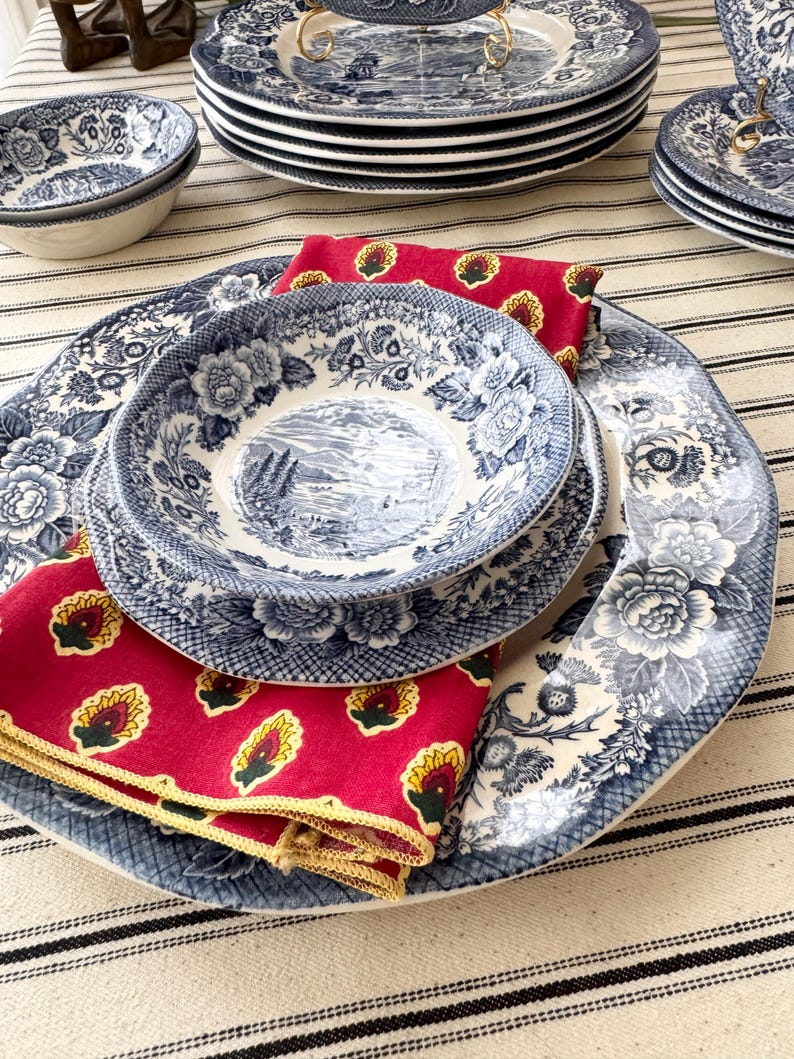Vintage Lochs of Scotland Transferware Dishes: Blue & White Scottish ...