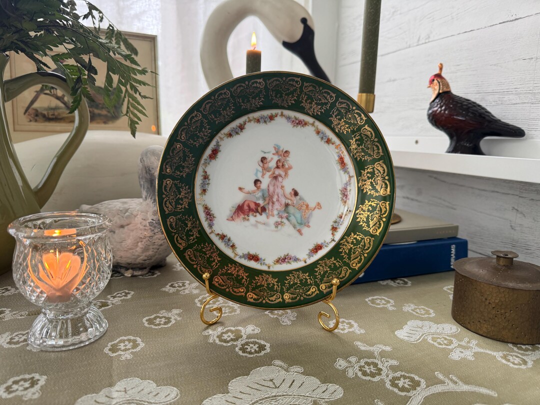 Victoria Carlsbad Bavaria Plate: Antique German Porcelain, Angels ...