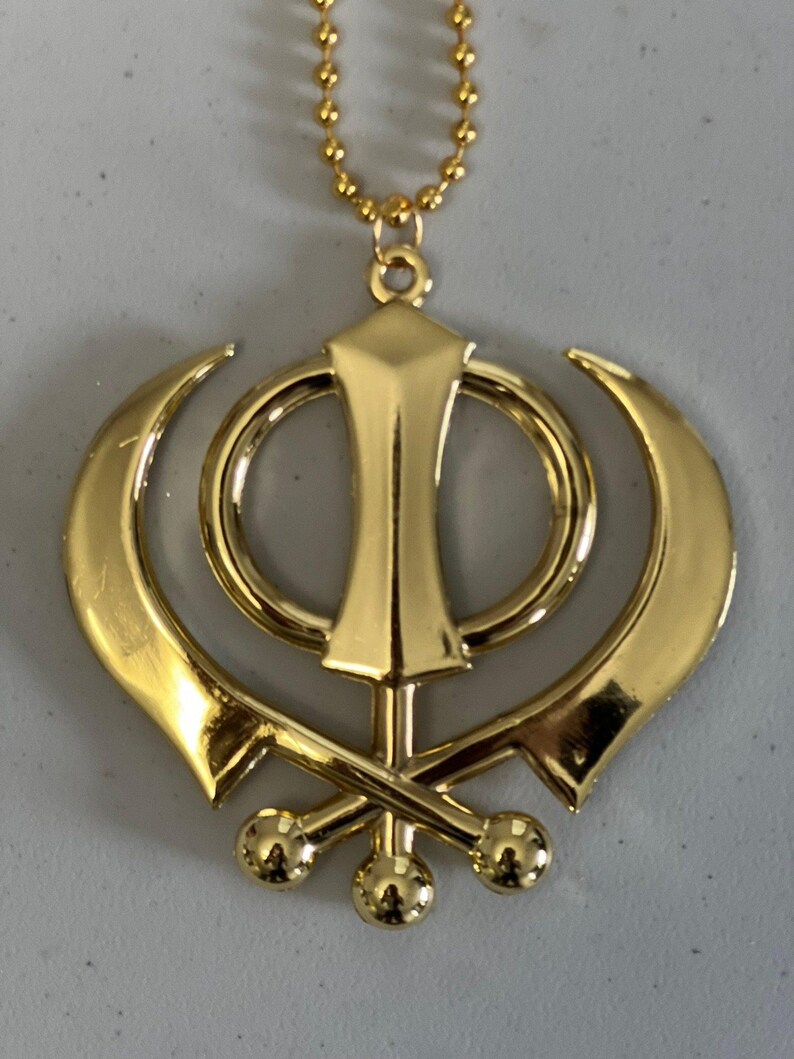 Metallic Gold Colour Khanda for Car - Car Hangings - Punjabi Sikh Car ...