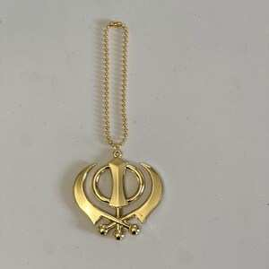 Metallic Gold Colour Khanda for Car - Car Hangings - Punjabi Sikh Car ...