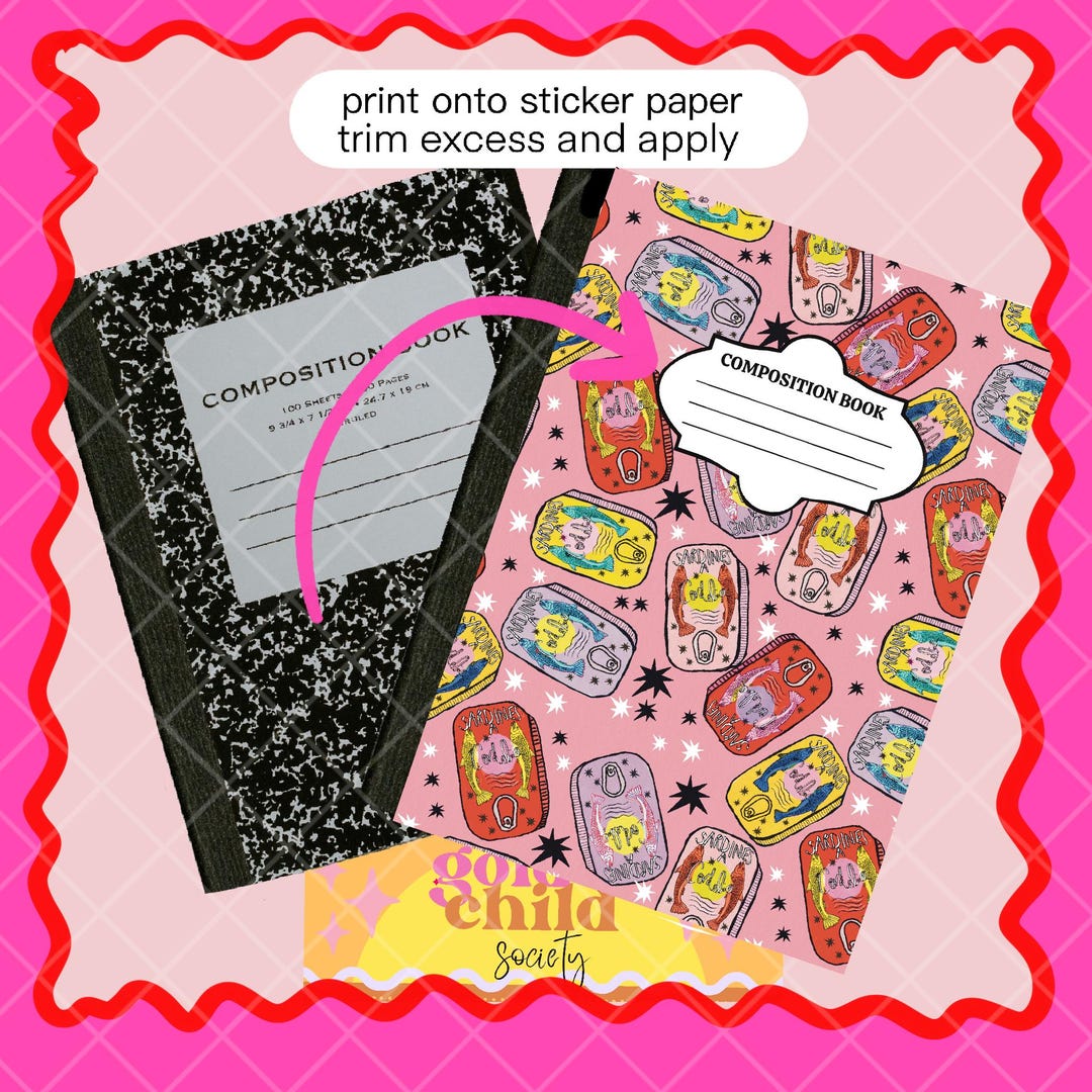 Sardine Composition Notebook Cover: Pink Girly DIY Journal (digital ...