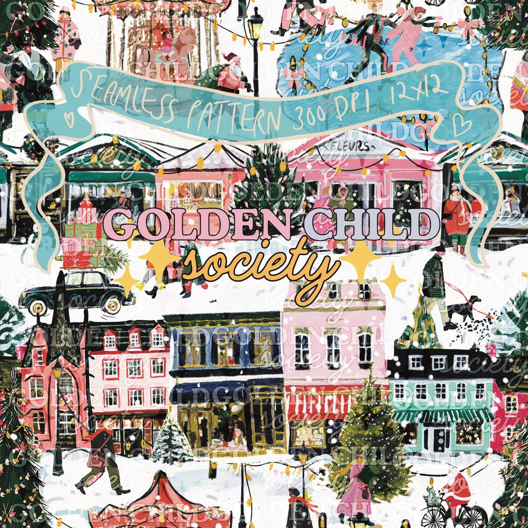 Christmas Town Seamless Pattern Illustrated Winter Village Holiday ...