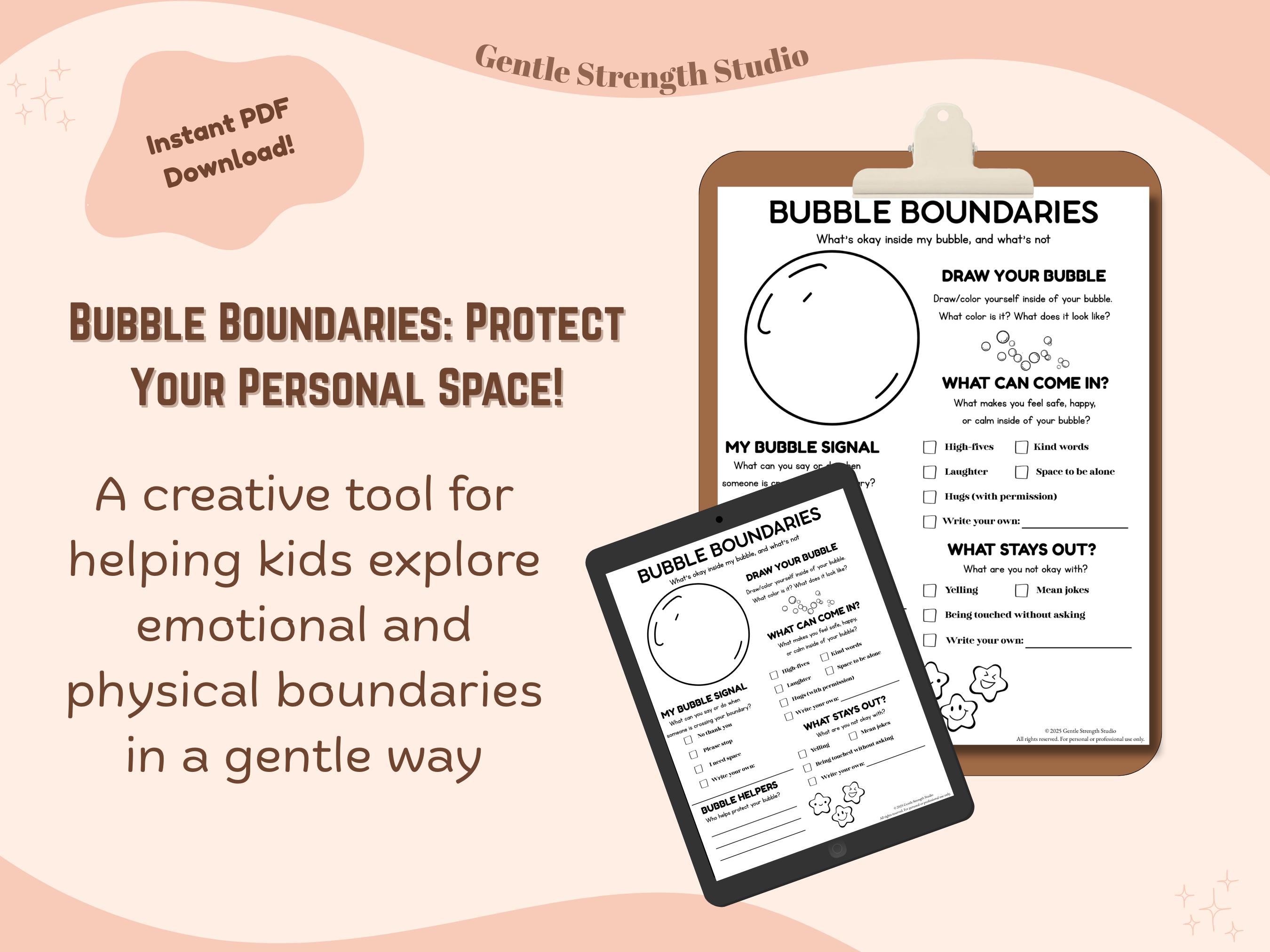 Bubble Boundaries Worksheet for Kids | Personal Space & Consent ...