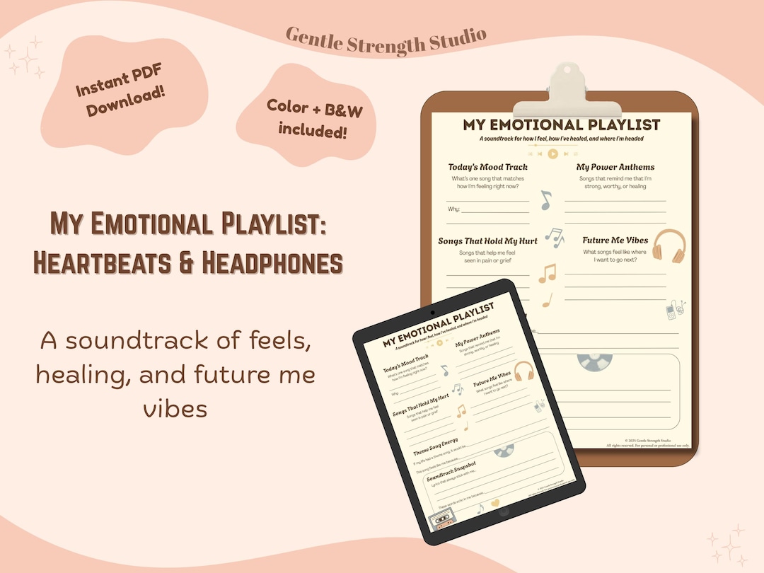 My Emotional Playlist Worksheet | Music-themed Self-reflection Tool ...