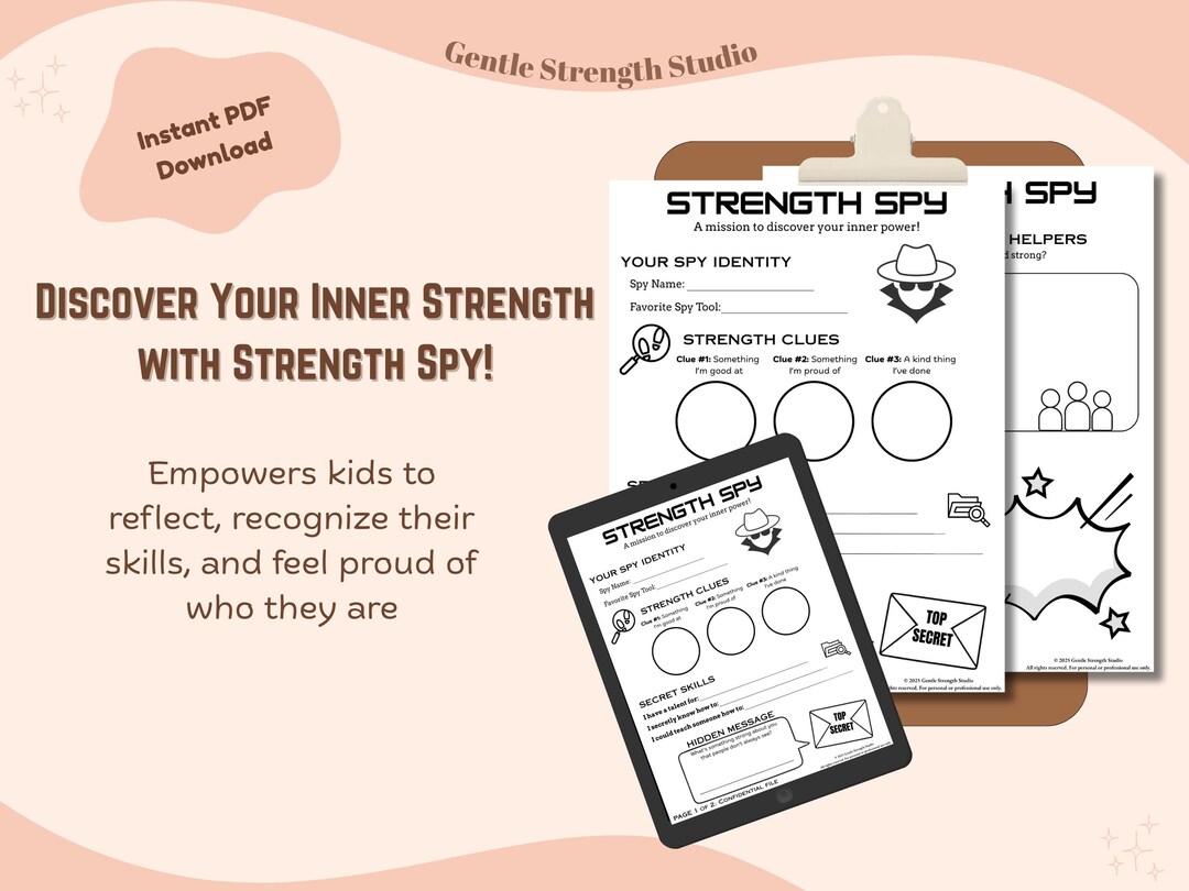 Strength Spy Worksheets | Confidence Building Activity for Kids ...