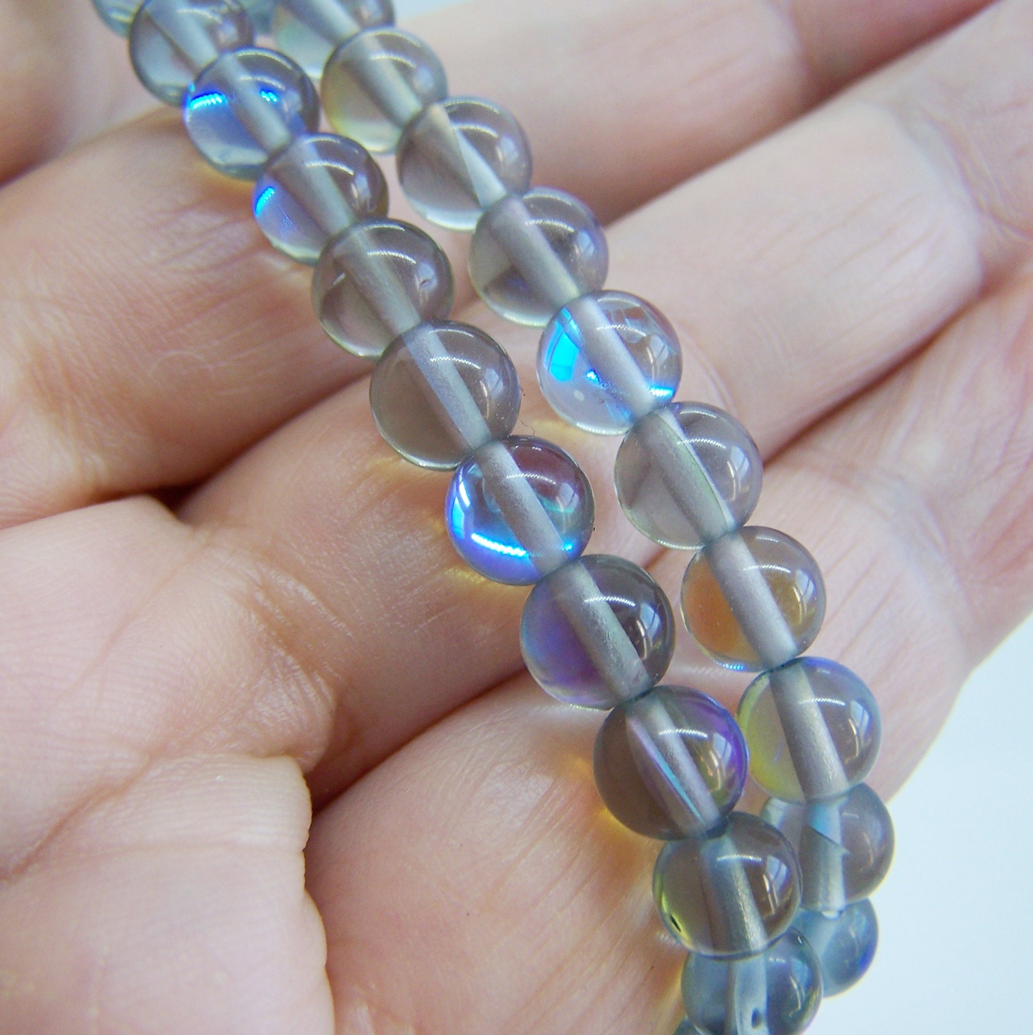 Mermaid Beads Bracelet, Gray Mermaid Beads, Women's Bracelet, Double ...