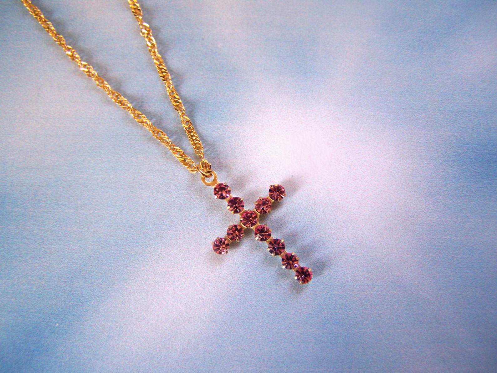 Cross Pendant Vintage Swarovski Pink Crystal Cross Necklace - Etsy