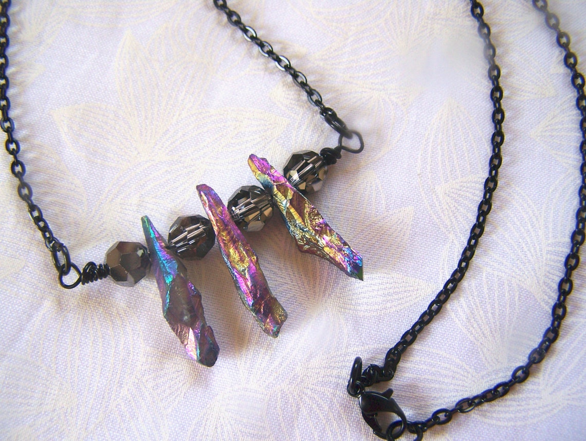 Bar Necklace Genuine Titanium Quartz Healing Stone - Etsy