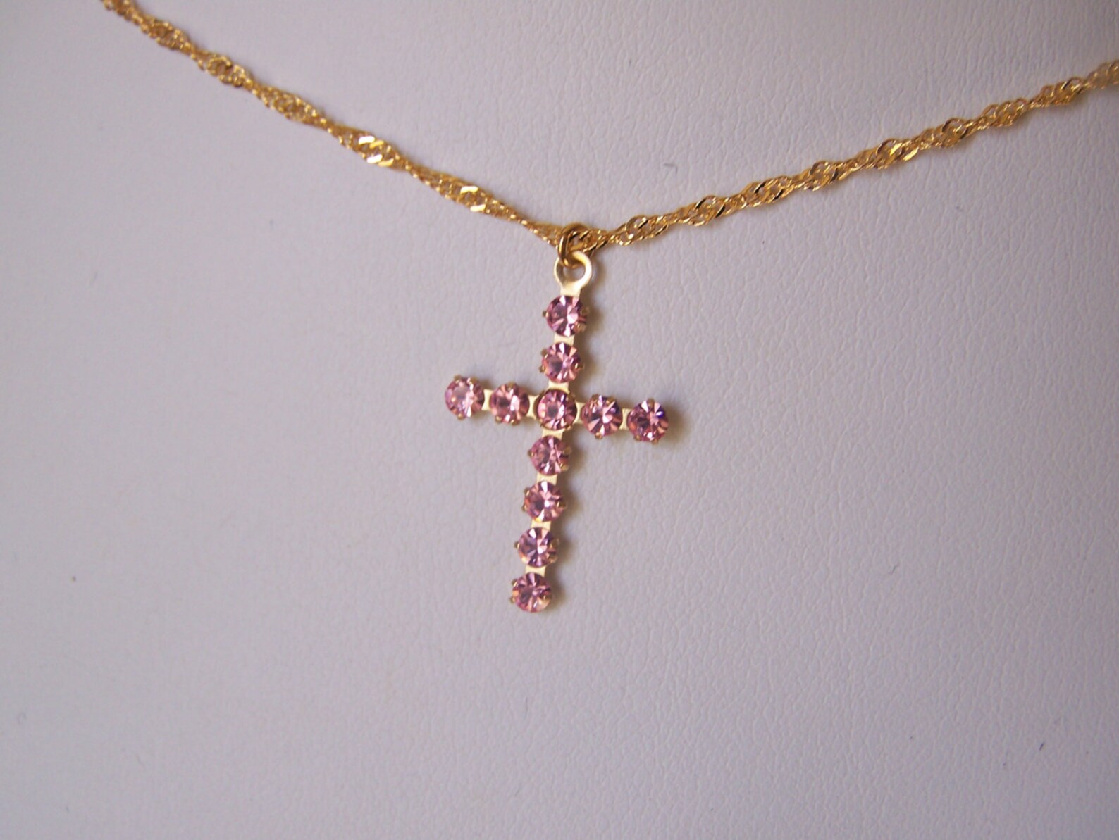 Cross Pendant Vintage Swarovski Pink Crystal Cross Necklace - Etsy