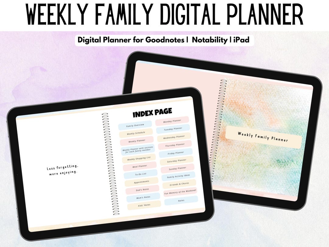 Weekly Family Digital Planner | Digital Planner for Goodnotes ...