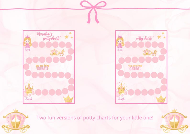 Princess Potty Chart for Girls – Printable Toilet Training Chart + Step ...