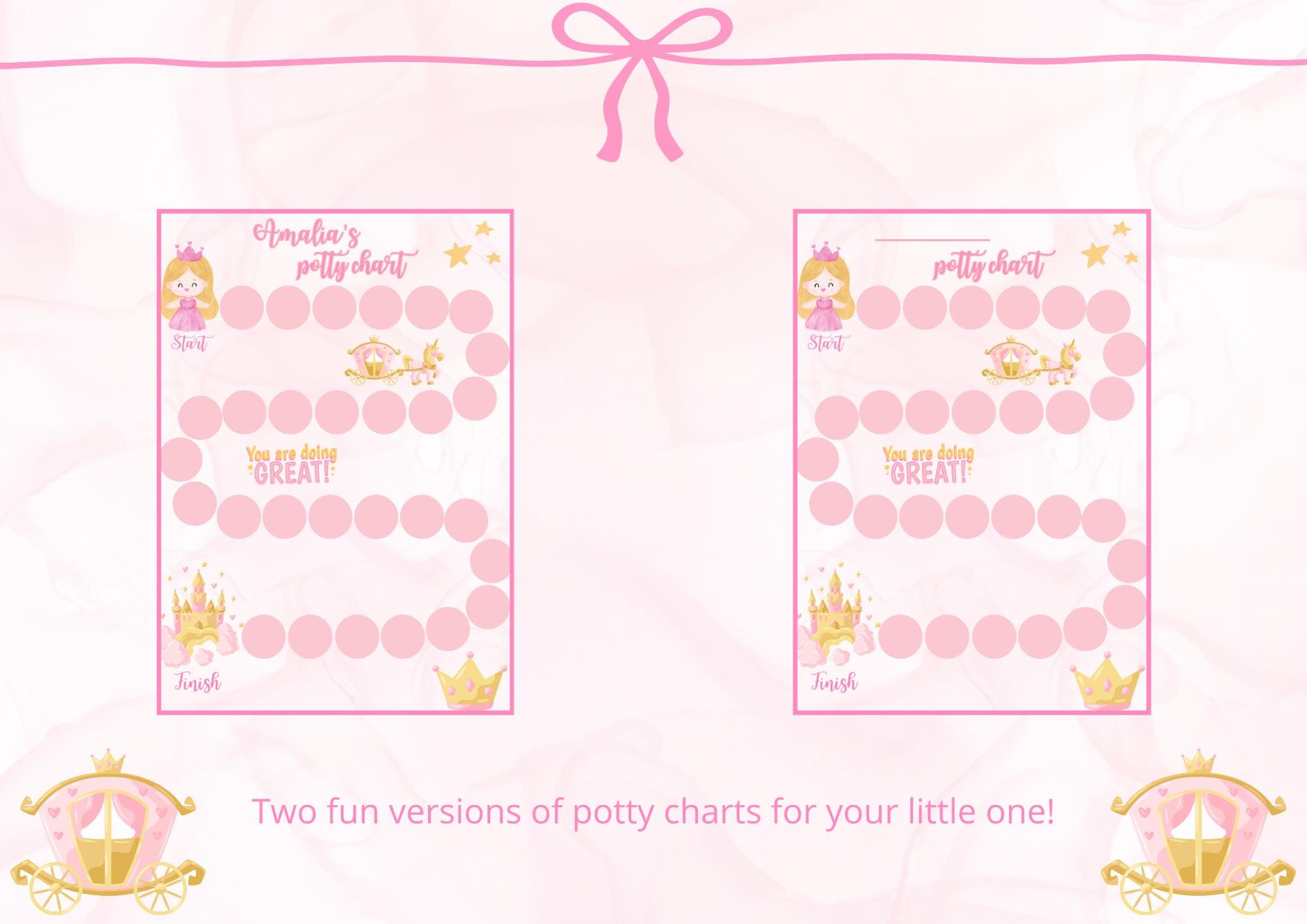 Princess Potty Chart for Girls – Printable Toilet Training Chart + Step ...