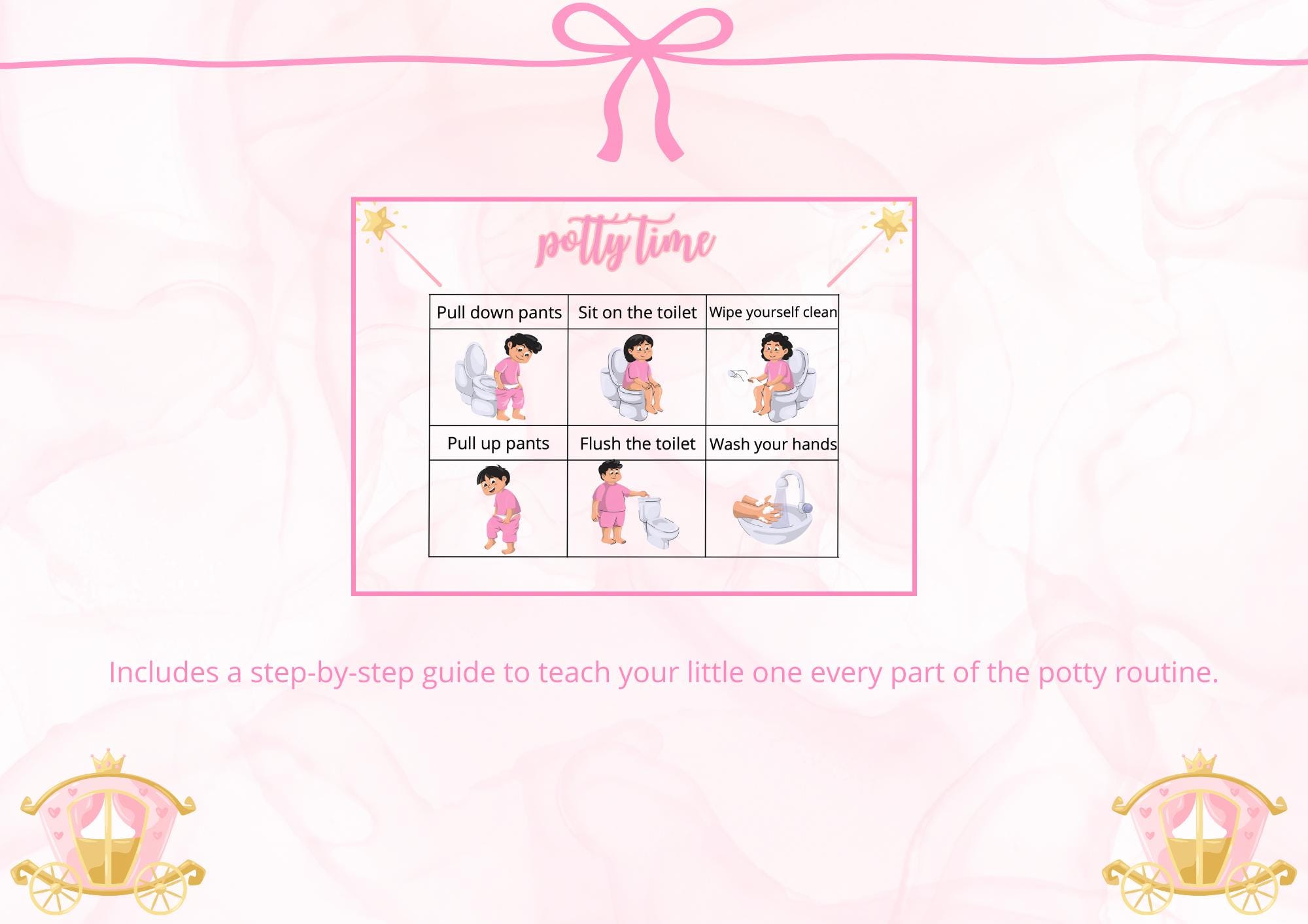 Princess Potty Chart for Girls – Printable Toilet Training Chart + Step ...