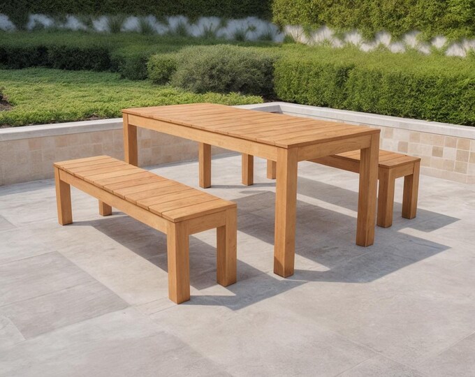 Outdoor Dining Table & Bench Build Plans: Modern Patio Furniture ...