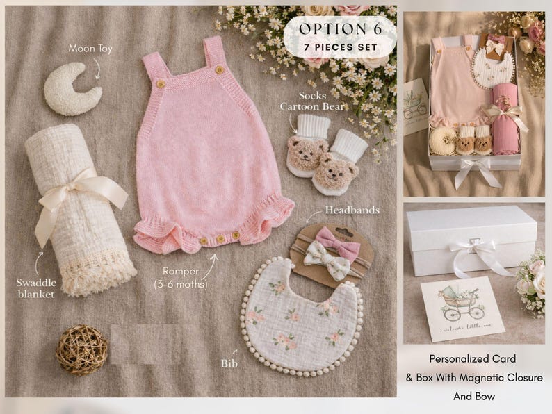 Newborn Girl Gift Box Set, Neutral Pink Bohemian Clothing Collection ...