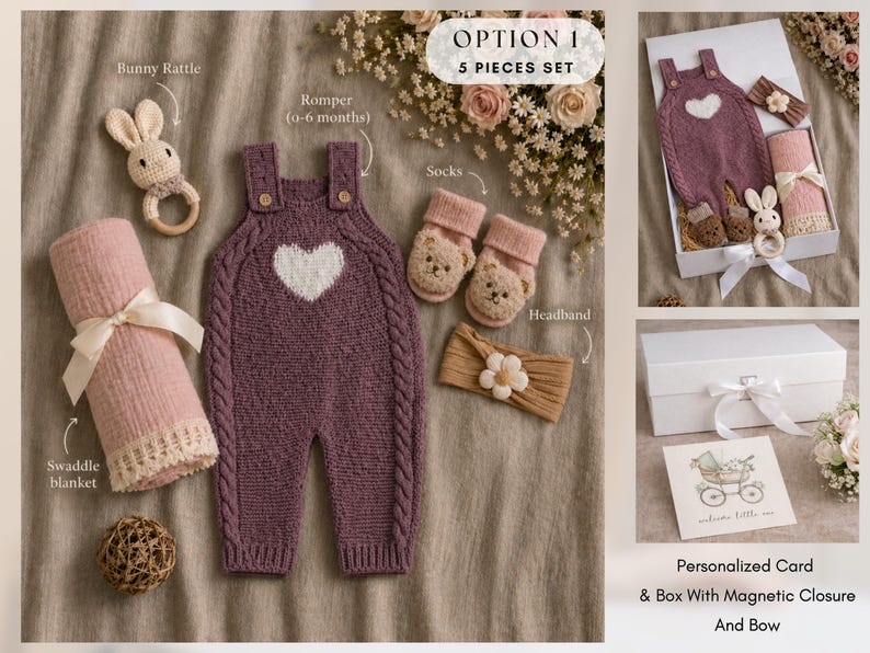 Newborn Girl Gift Box Set, Neutral Pink Bohemian Clothing Collection ...