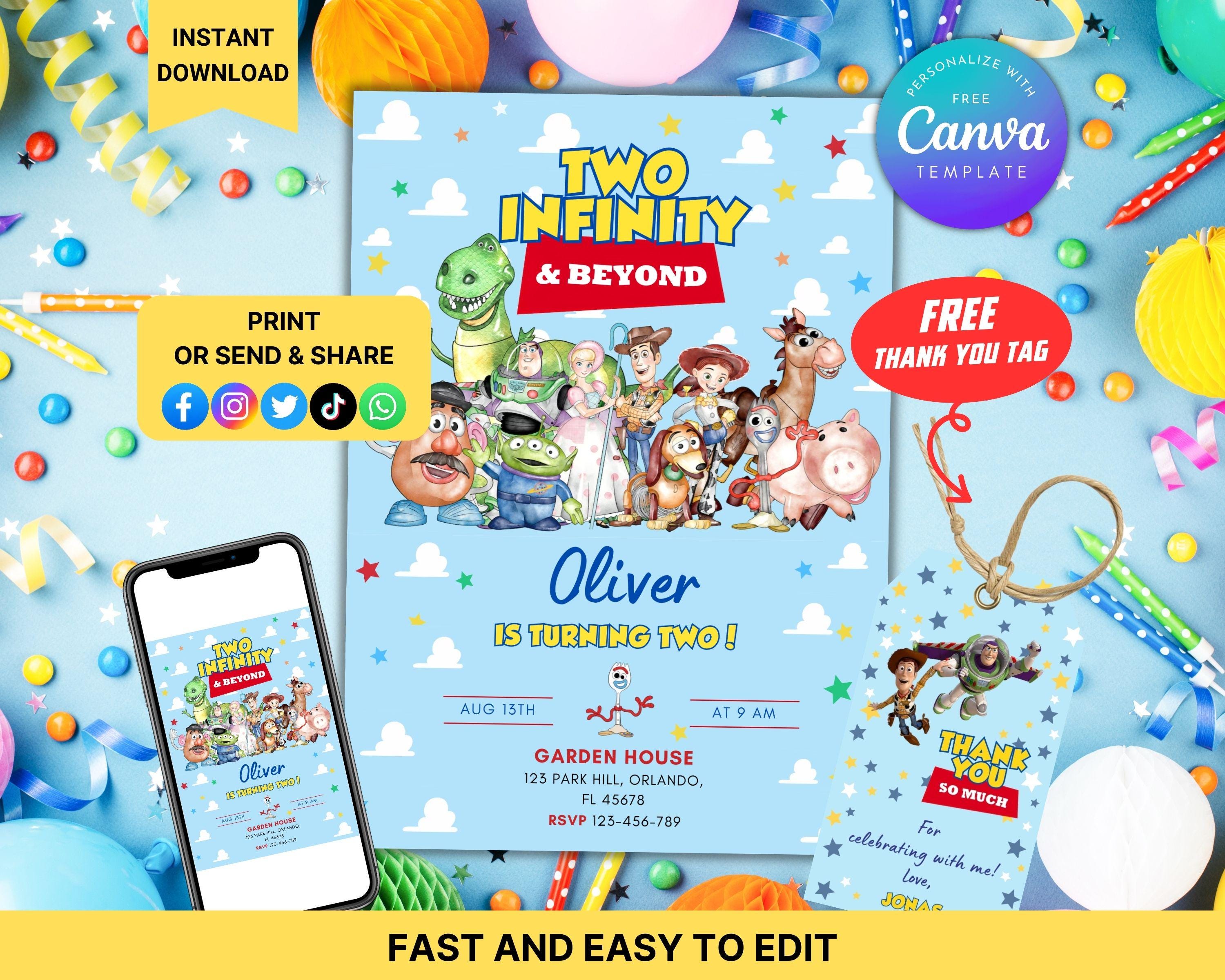 Editable Two Infinity and Beyond Birthday Invitation, Toy Story ...