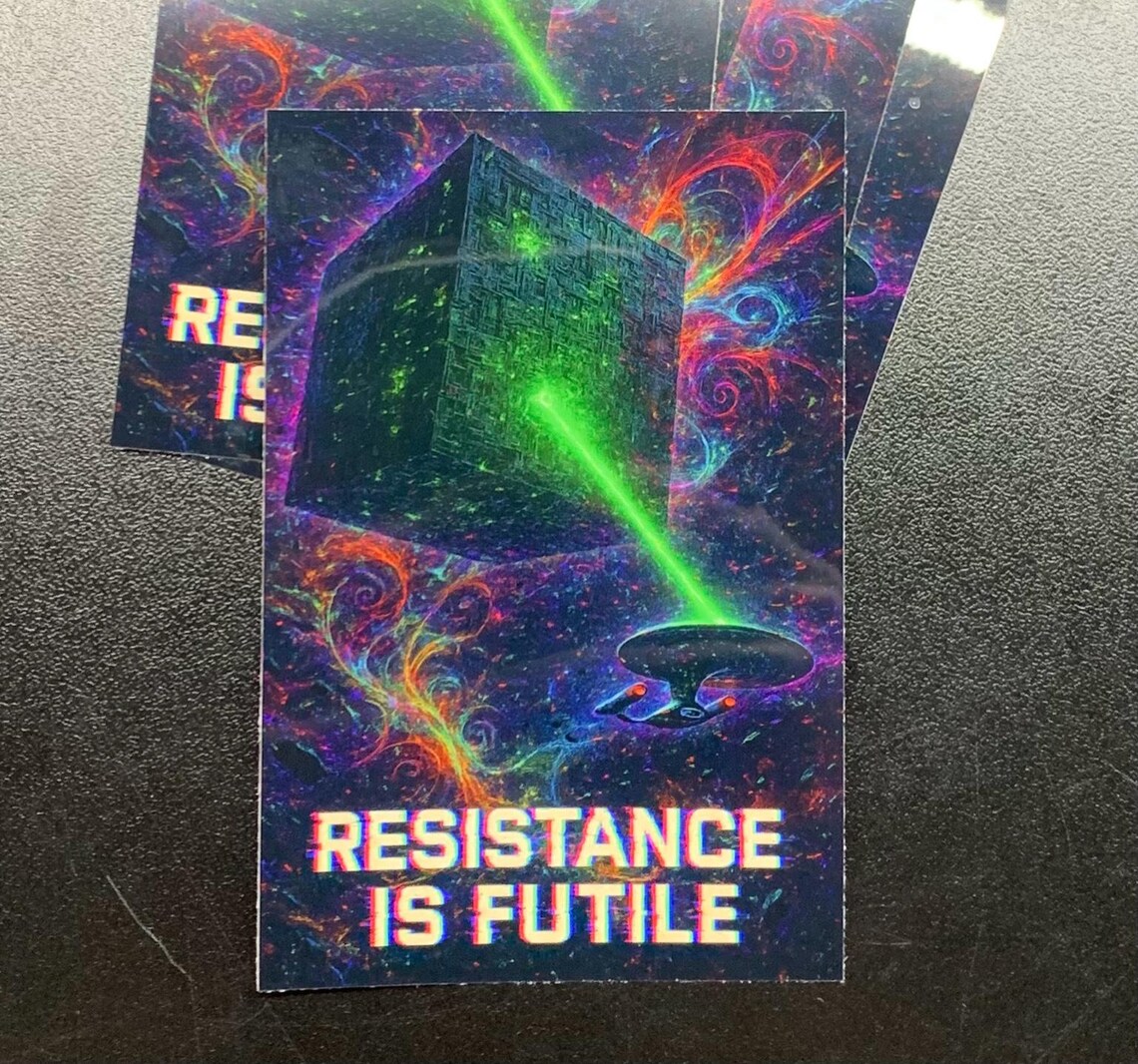 Borg Cube Vinyl Sticker: Glitchcore Star Trek TNG Resistance is Futile ...