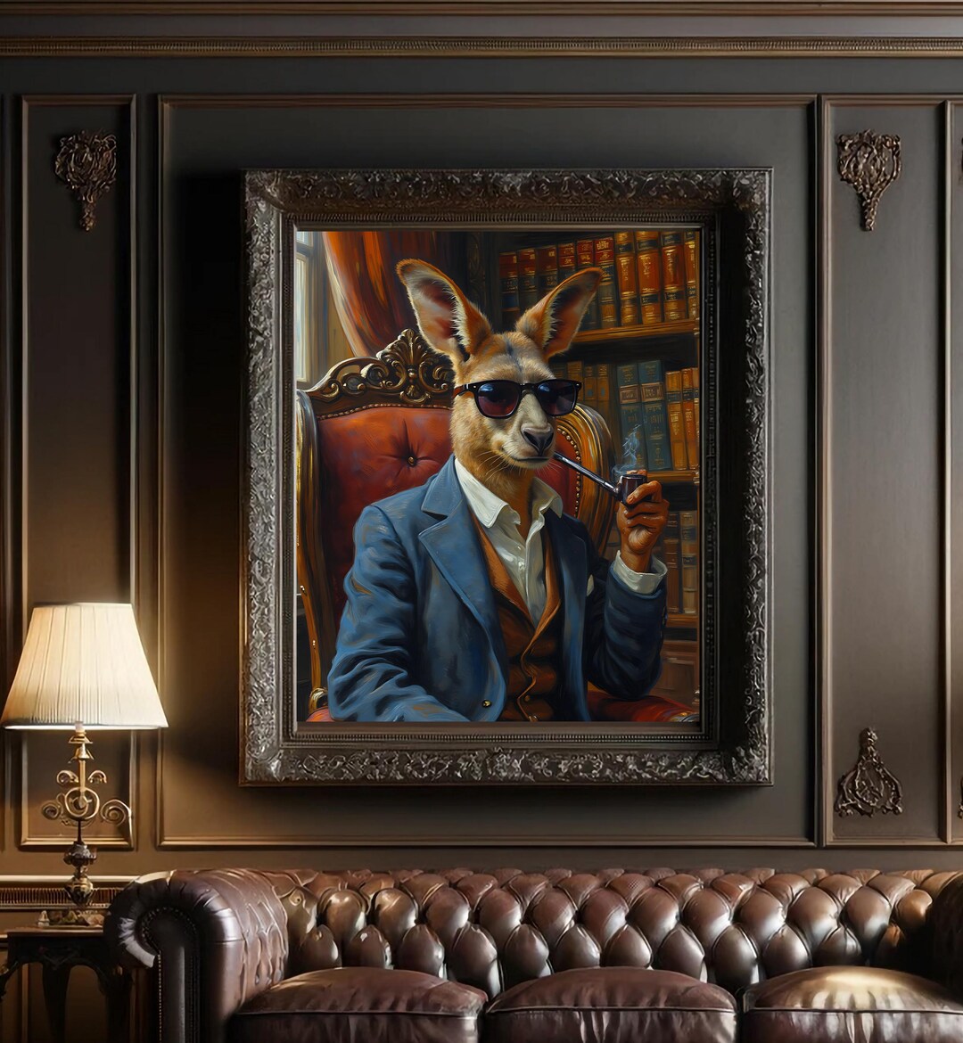 Kangaroo Pipe Smoking Portraits Printable Art Vintage Aristocracy Wall ...