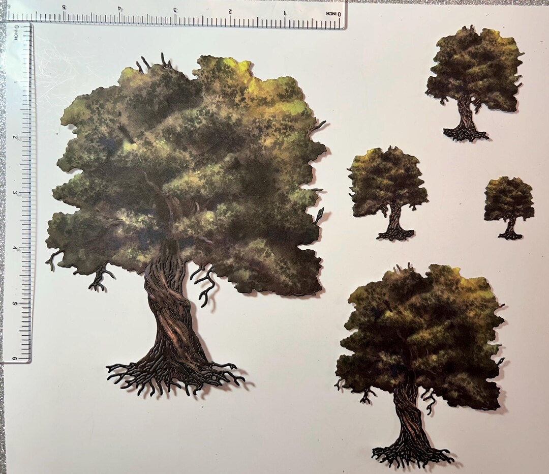 5 Trees Paper Die Cut, Card Supplies, Scrapbooking, Paper Crafting ...