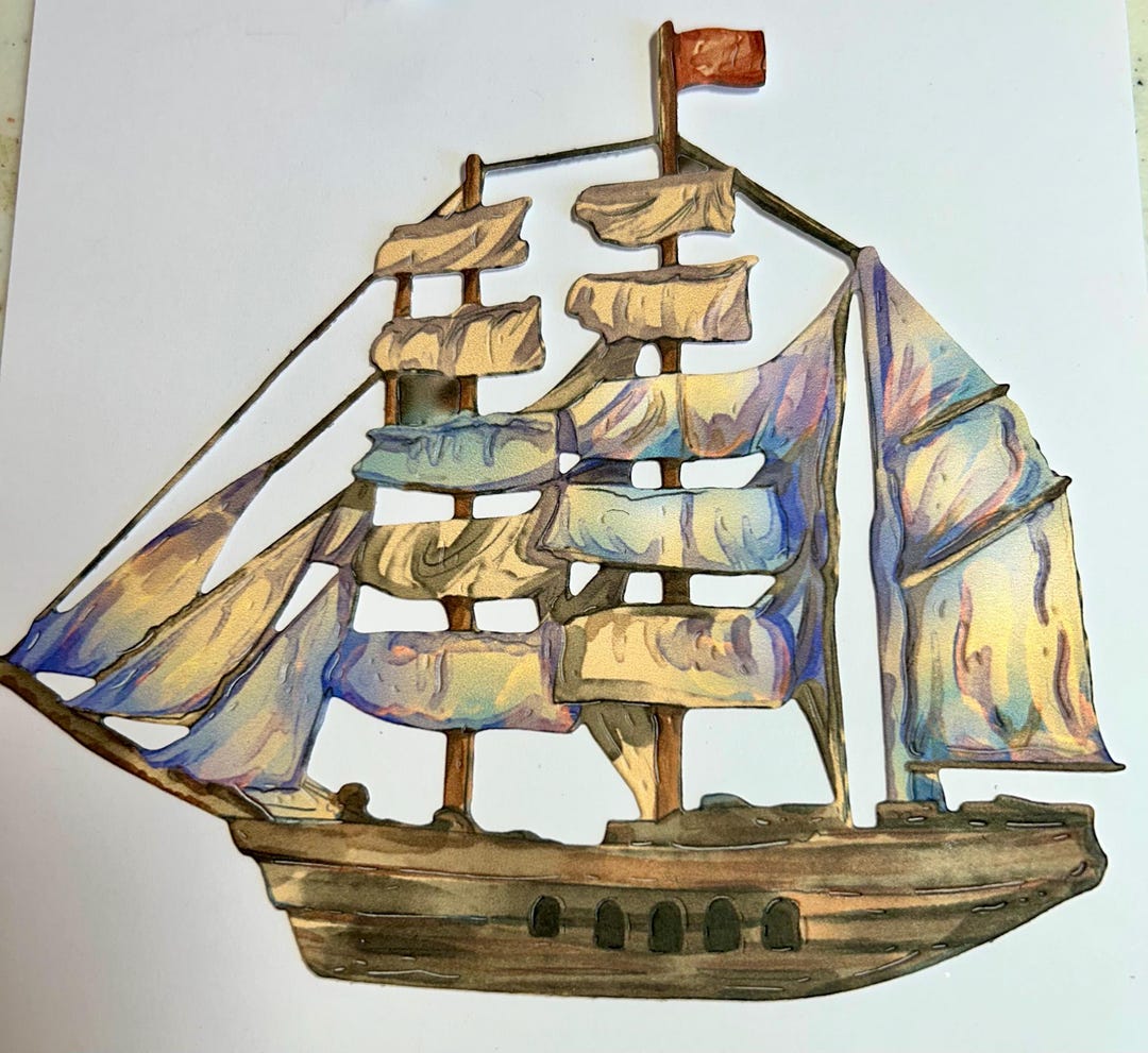 4 Ship Paper Die Cut, Card Supplies, Scrapbooking, Paper Crafting ...