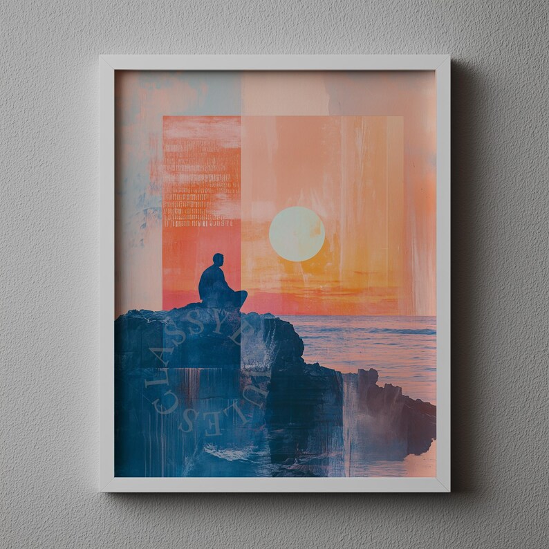 Printable Ocean Sunset Vision Art - Serene Coastal Scene With ...