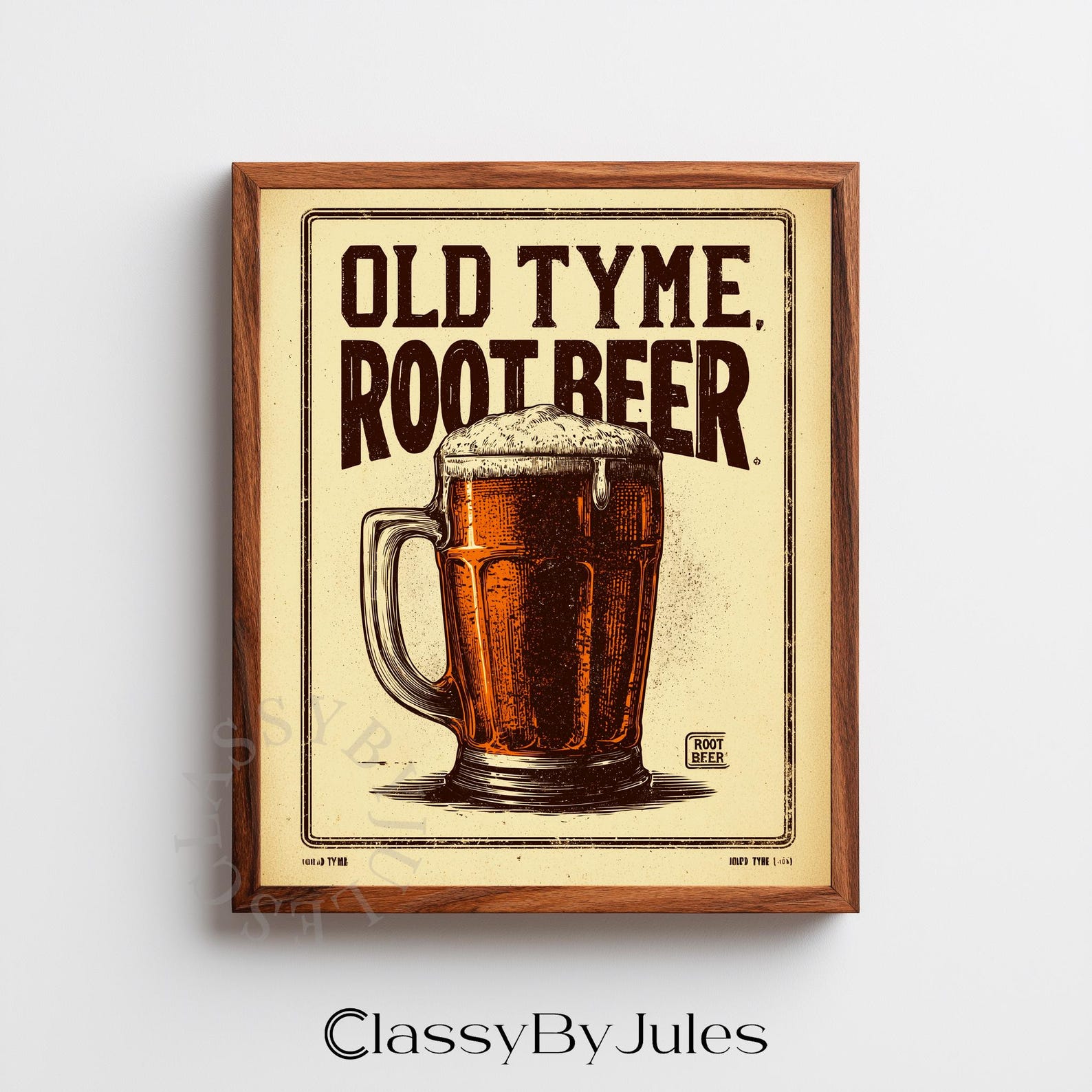 Vintage Root Beer Mug Wall Art - Retro Soda Shop Print, Classic Diner ...