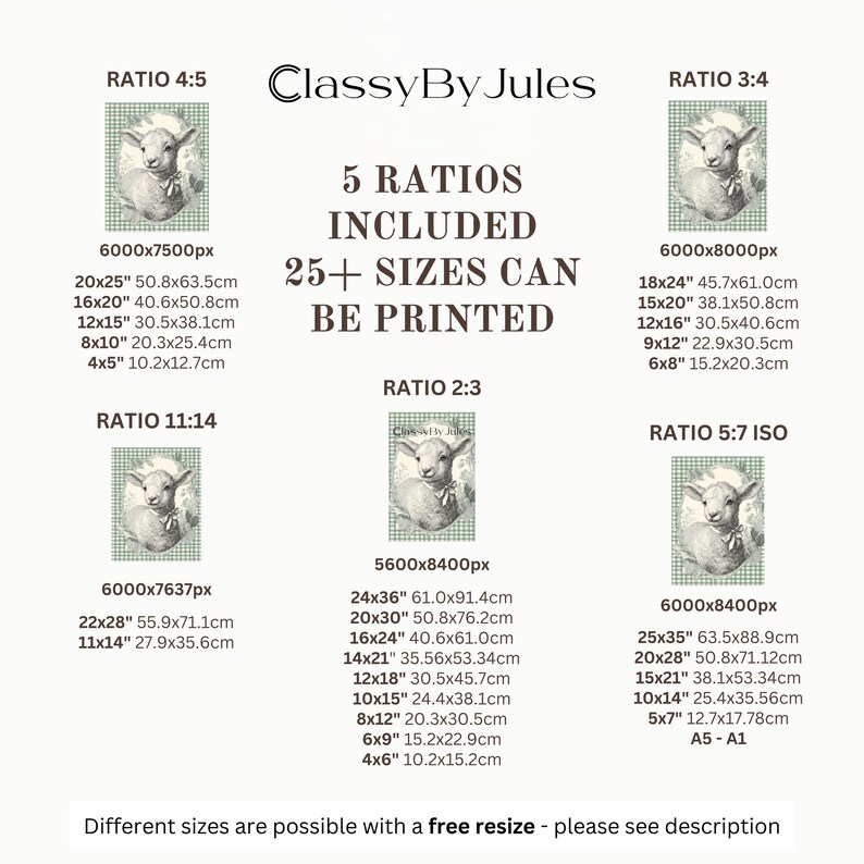 Vintage Lamb Art, Printable Farmhouse Nursery Decor - Cute Cottagecore ...