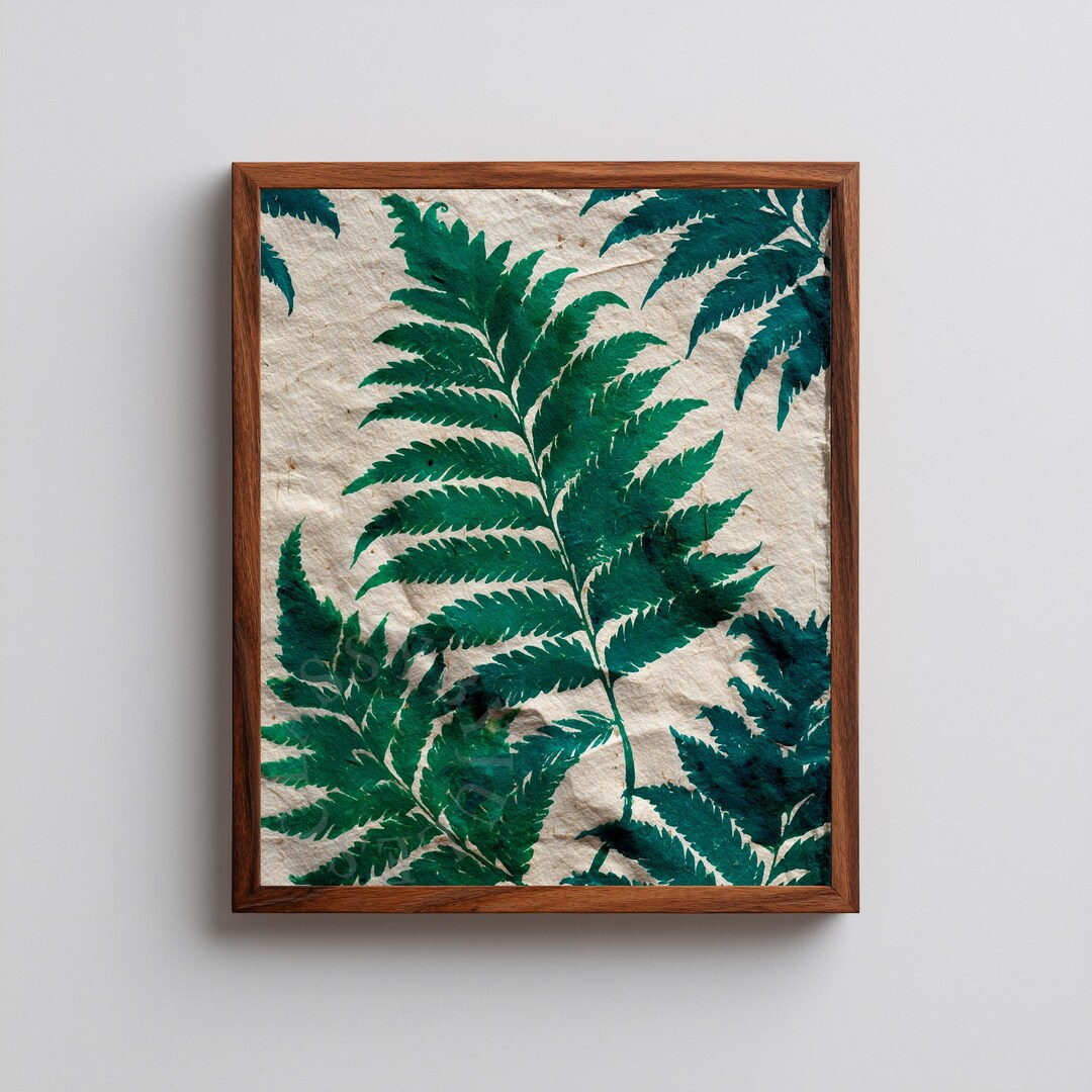 Botanical Fern Leaf Print, Printable Modern Wall Art - Minimalist Green ...
