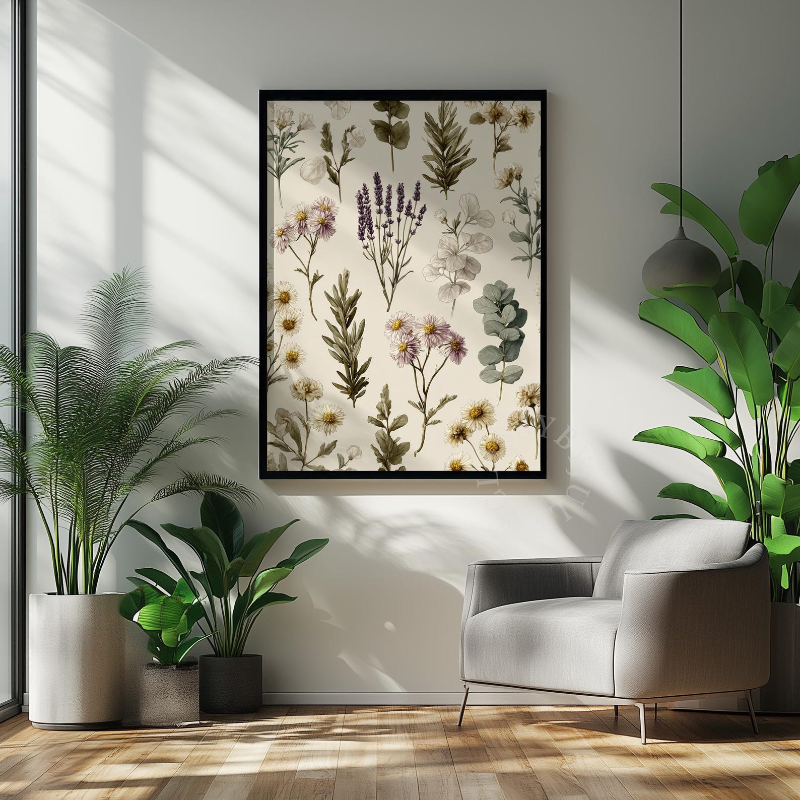 Botanical Herb Grid Printable - Vintage Farmhouse Wall Art, Cottagecore ...