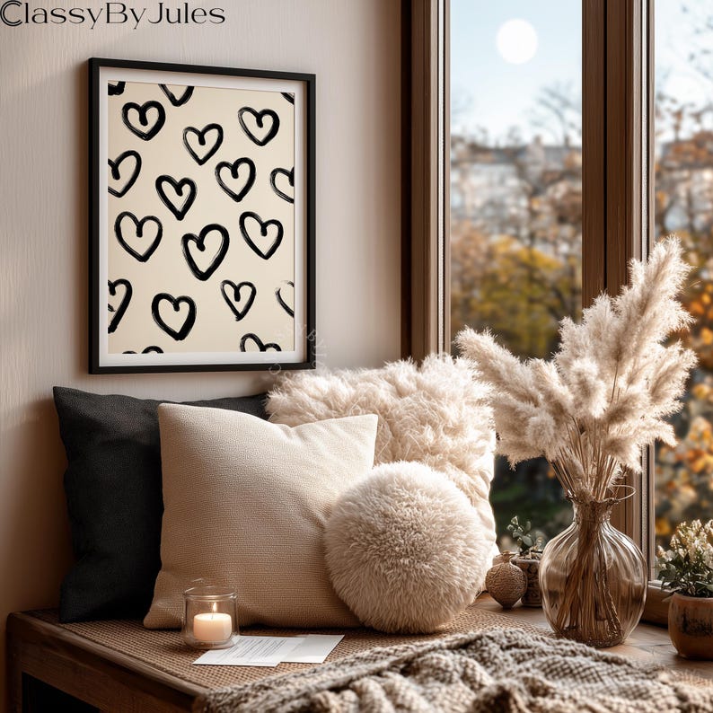 Valentines Day Printable Minimalist Heart Art - Modern Single-line ...