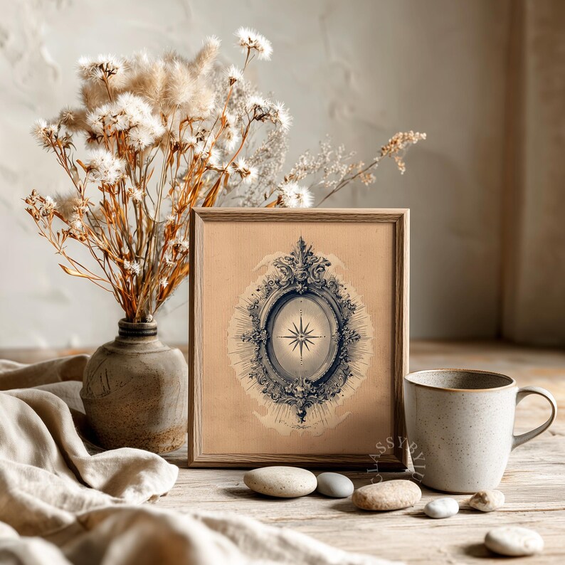 Vintage Celestial Mirror Printable Art - Antique Occult Portal With ...