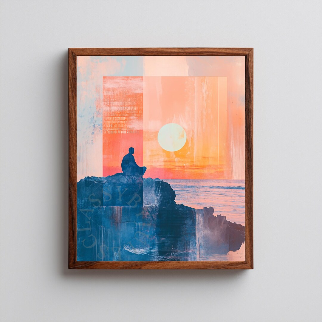 Printable Ocean Sunset Vision Art - Serene Coastal Scene With ...