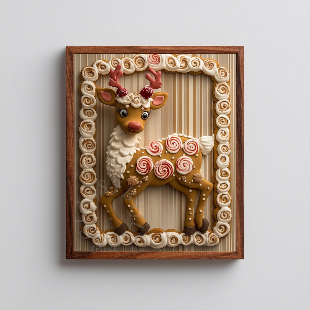 Printable Festive Reindeer Cookie Art - Charming Holiday Gingerbread ...