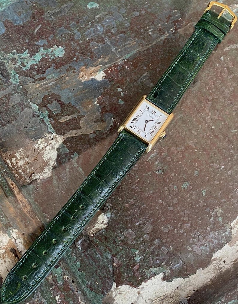 Vintage Cartier Tank Premust Men's Watch LM 24x31mm Manual Wind 18k ...