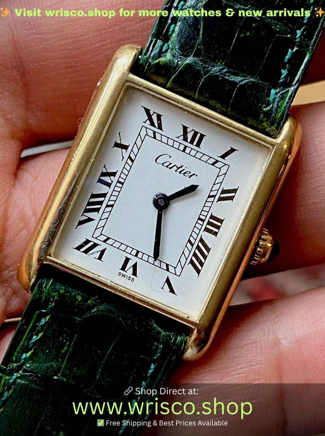 Vintage Cartier Tank Premust Men's Watch LM 24x31mm Manual Wind 18k ...