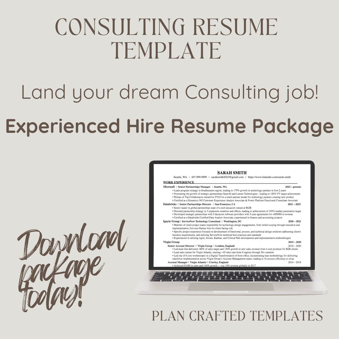 Consulting Resume Template | MBB & Big 4 Approved Format | Ats-friendly ...