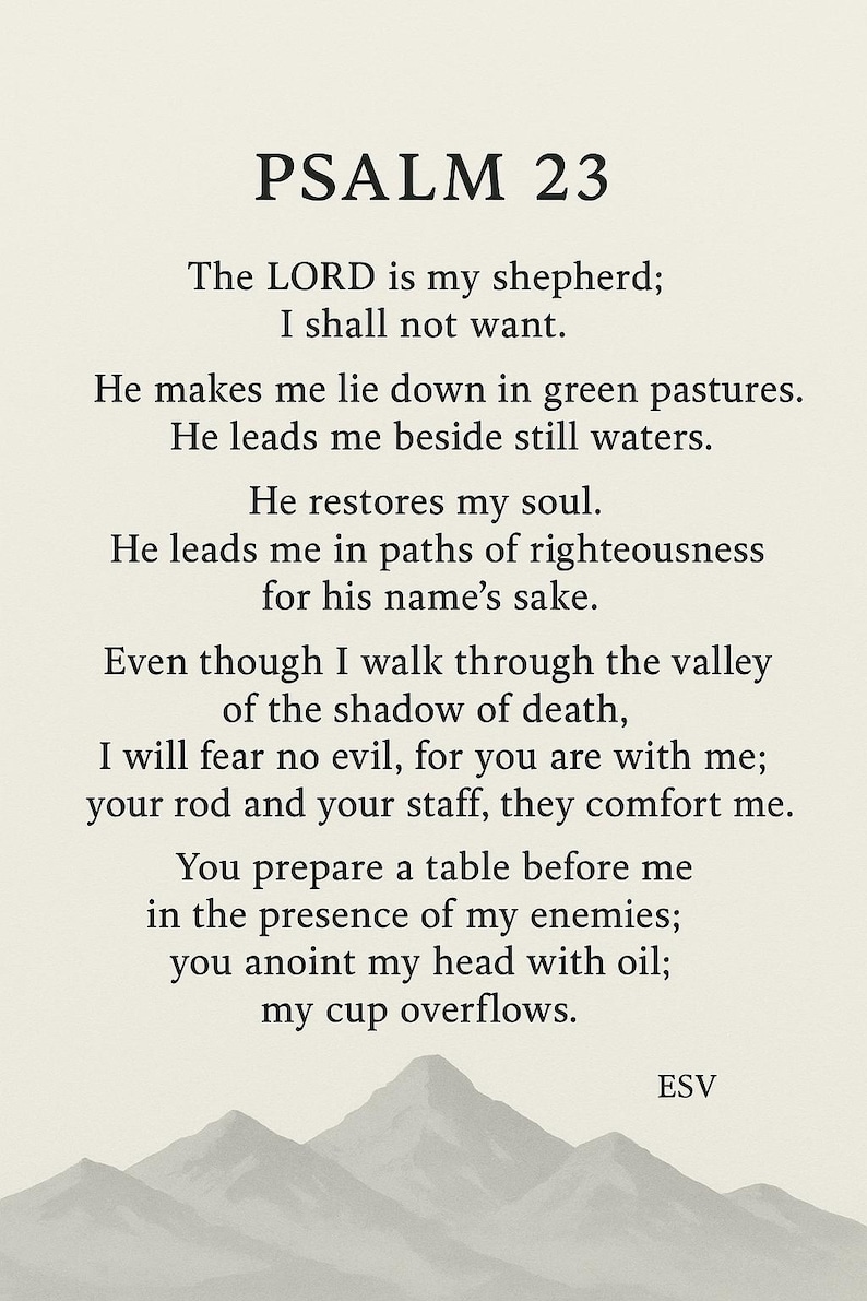 Set of 5 Psalm 23 Floral Bible Verse Wall Art, Christian Scripture ...