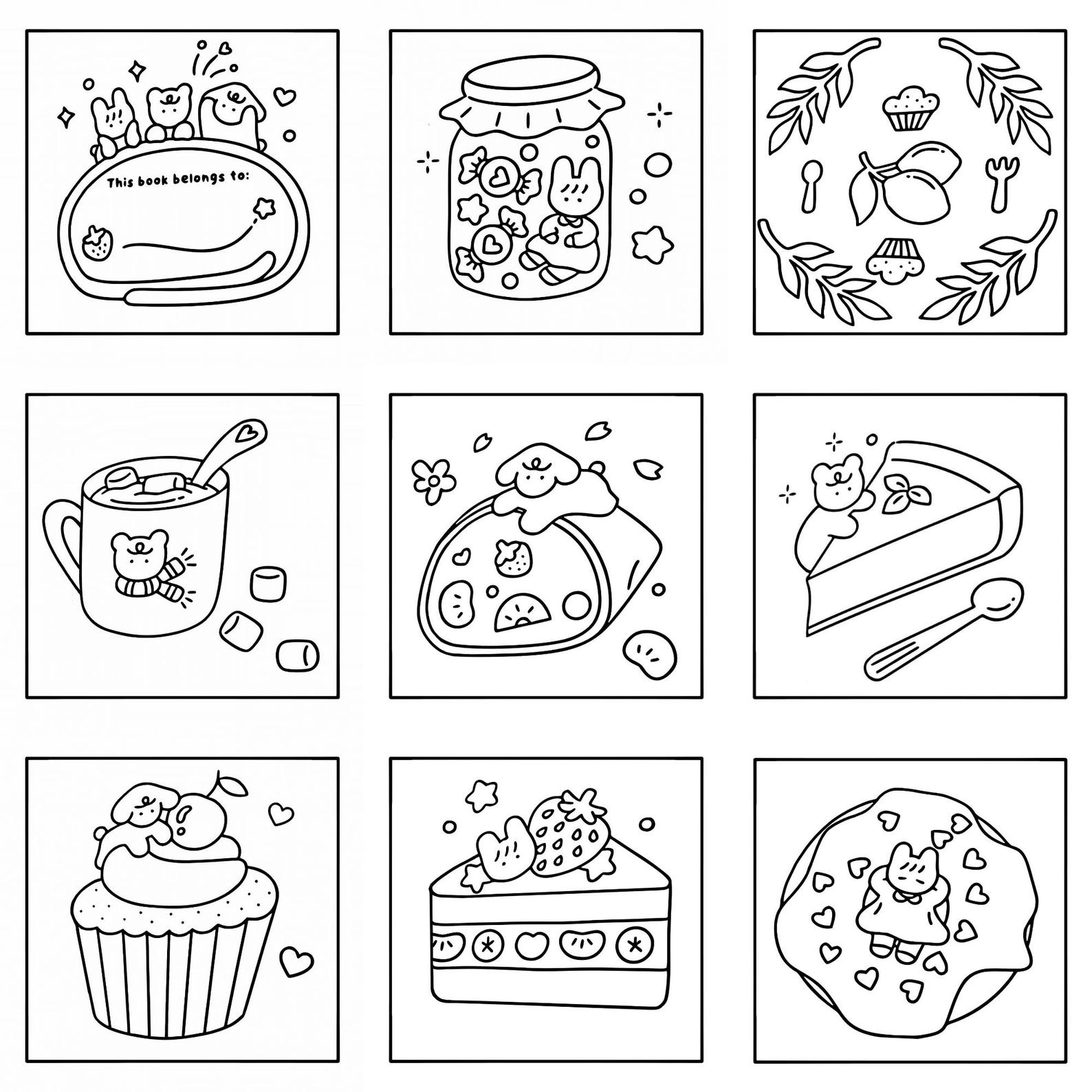 Cute Coloring Book | Yummy Sweets Relaxing Coloring | 20 Relaxing Cute ...