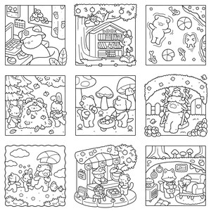 Little Friends Coloring Book | 43 Cute Square Pages + Cover | for ...