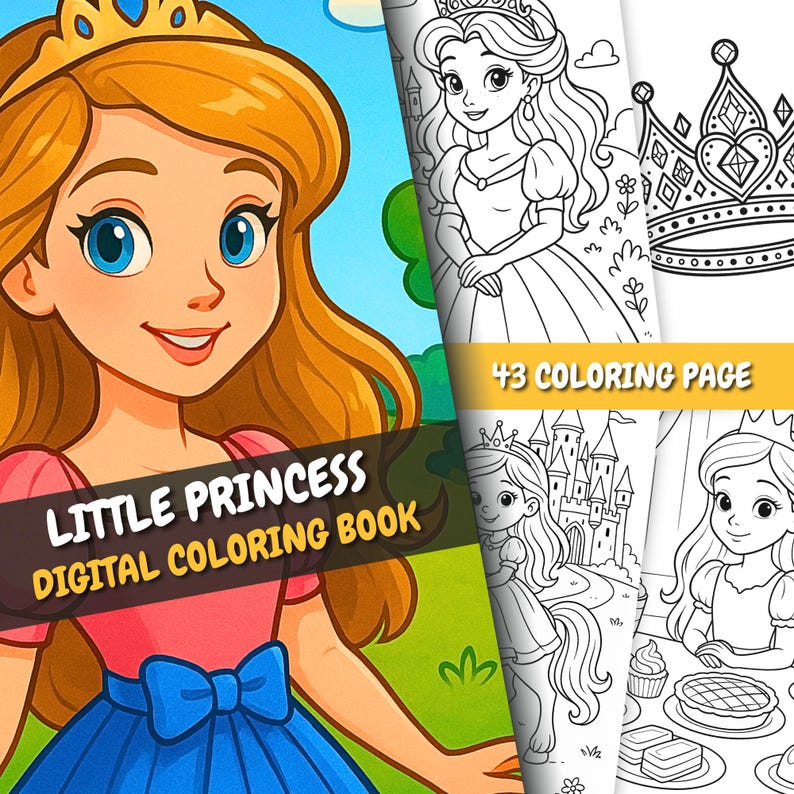 Princess Coloring Book: 43 Pages of Fairy Tale Fun (PDF + PNG) - Etsy