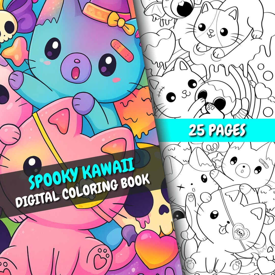 Spooky Kawaii Coloring Book | 25 Cute Spooky Pages + Bonus Cover ...