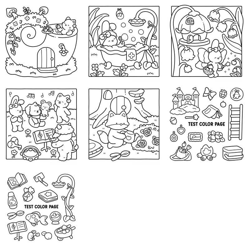 Little Friends Coloring Book | 43 Cute Square Pages + Cover | for ...